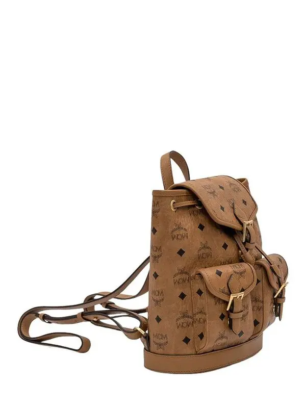 Mcm Monogram Leather Backpack - Brown