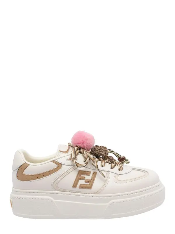 Fendi Platform Sneakers With Charm - White