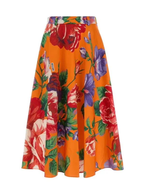 Moschino Printed Stretch Cotton Skirt - Multicolor