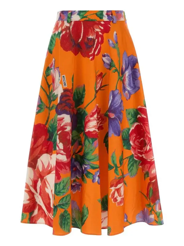 Moschino Printed Stretch Cotton Skirt - Multicolor