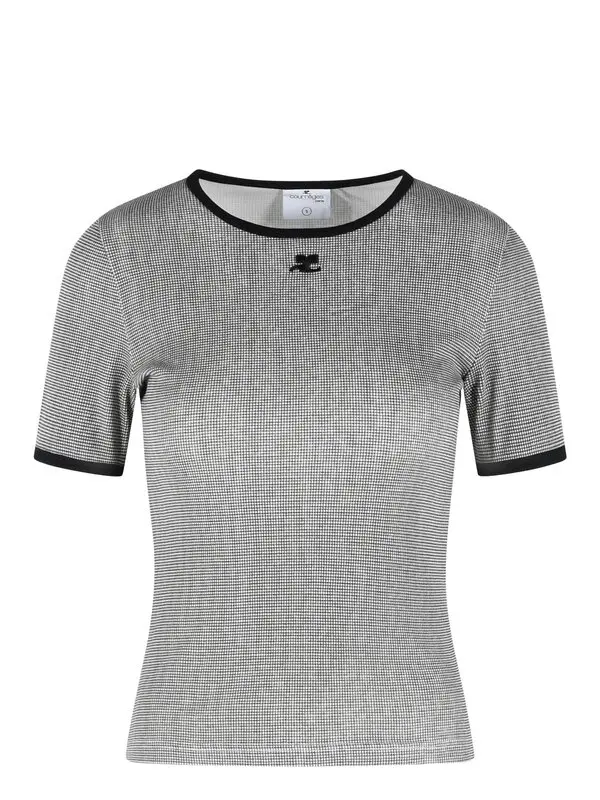 COURREGES Cotton T-shirt With Embroidered Logo - Gray
