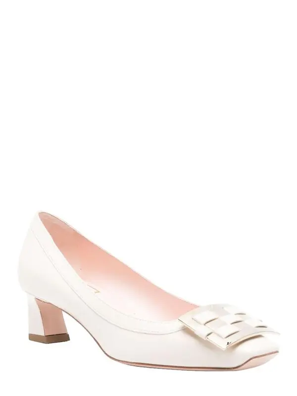 ROGER VIVIER Trompette Leather Pumps With Gold-tone Buckle - Multicolor