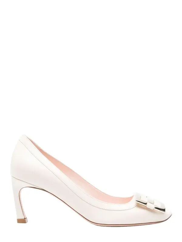 ROGER VIVIER Trompette Leather Pumps With Gold-tone Buckle - Multicolor
