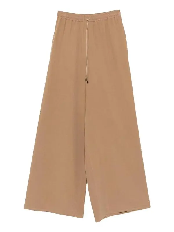 Max Mara Silk Wide Leg Trousers - Cream