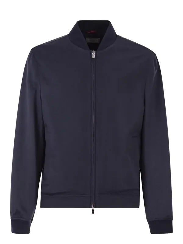 Brunello Cucinelli Lightweight Cashmere Flannel Bomber Jacket - Blue