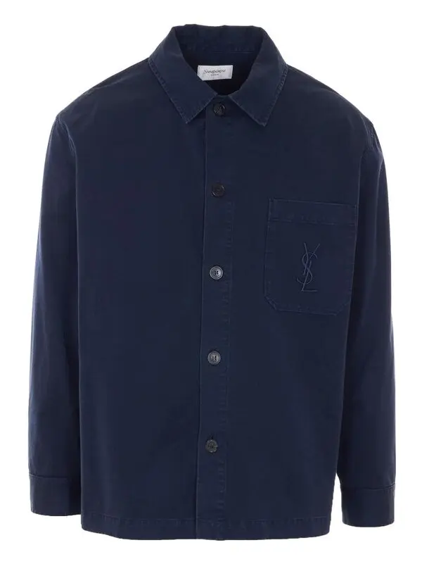 Saint Laurent Cassandre Overshirt Jacket - Blue