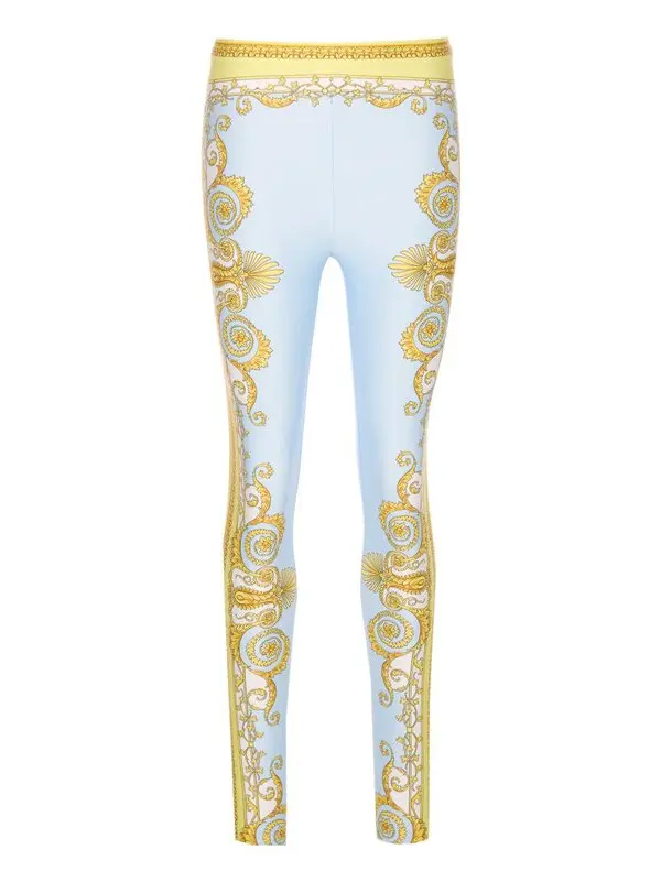 Versace Barocco Print Leggings - Blue