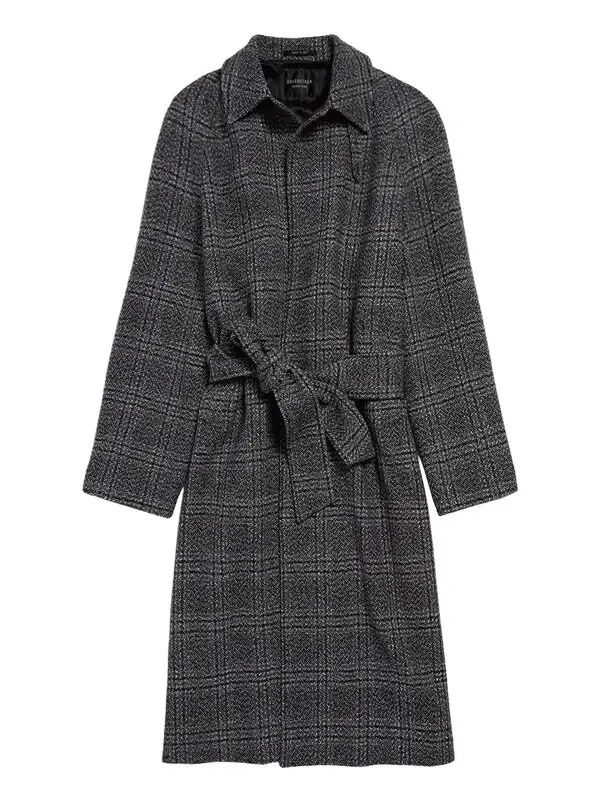 Balenciaga Wool Coat With Removable Belt - Multicolor