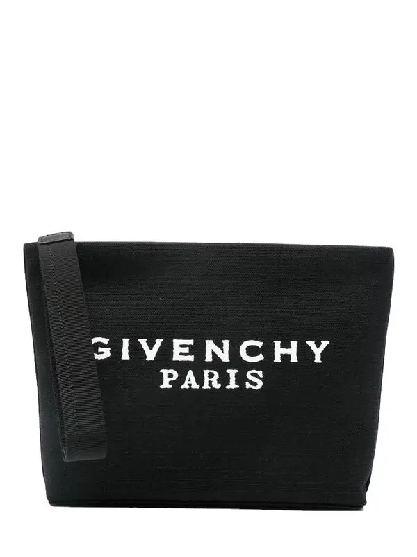Givenchy Logo Wrist Strap Zip Fastening Clutch Bag - Black