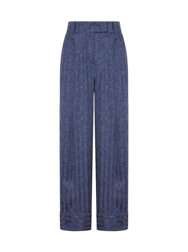 Giorgio Armani Pleated Silk Trousers - Blue
