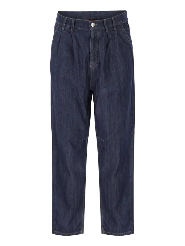 Brunello Cucinelli Iconic Fit Five-pocket Trousers In Lightweight Denim With Double Pleats - Multicolor