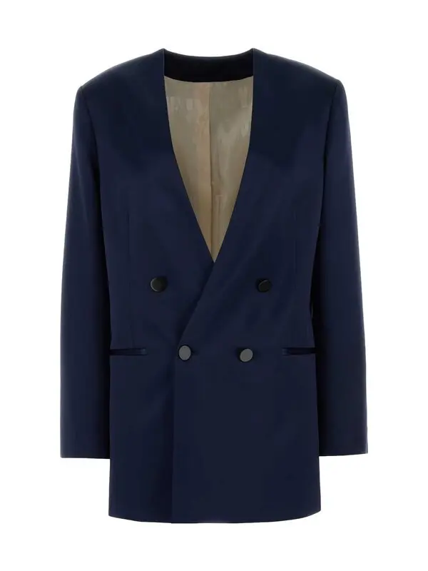 Alberta Ferretti Navy Satin Blazer - Blue