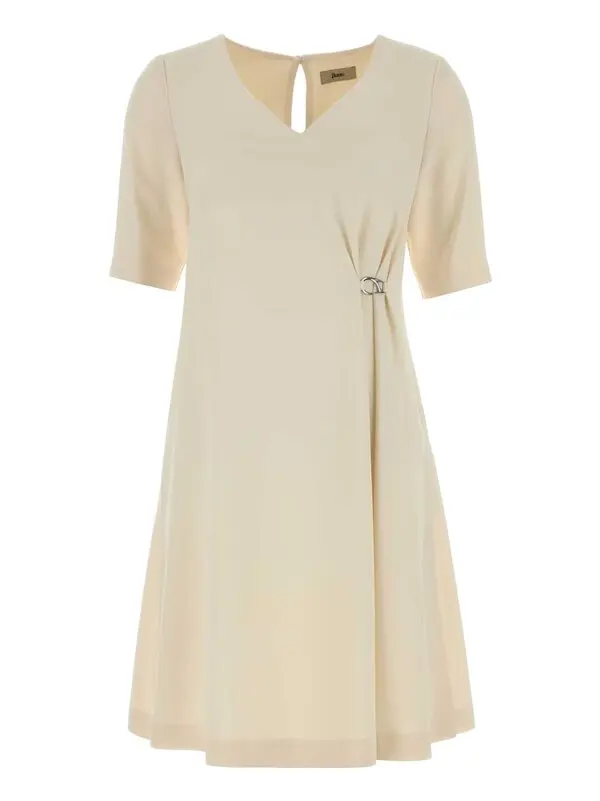 Herno Ivory Stretch Crepe Dress - White