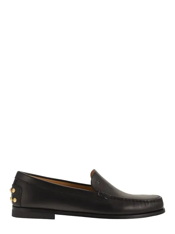 TOD'S Embossed Monogram Calfskin Leather Loafers - Black