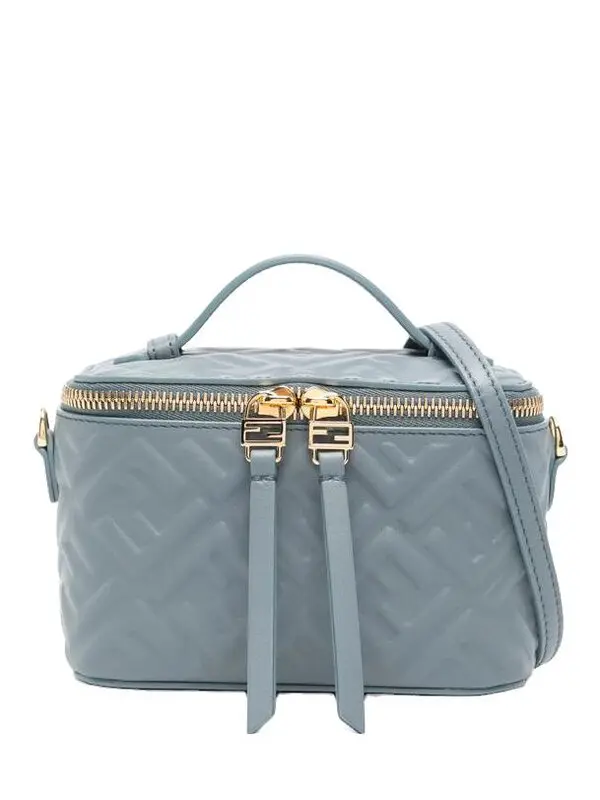 Fendi Quilted Ff Logo Top Handle Bag - Blue