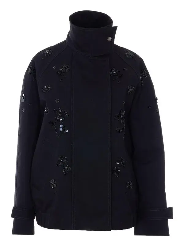 GOLDEN GOOSE Embellished Short Trench Coat - Black