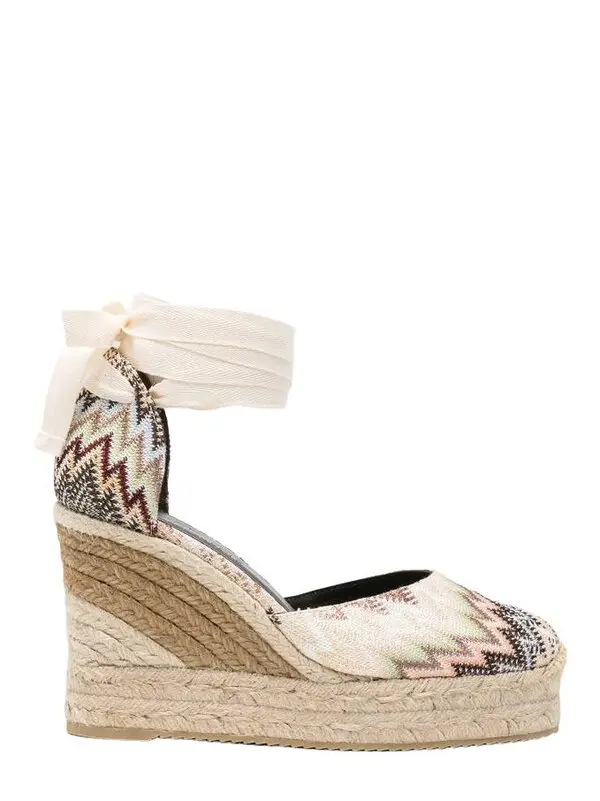 Missoni Woven Platform Wedge Espadrilles - Cream