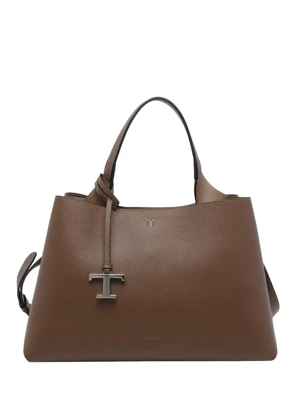 TOD'S Leather Top Handle Bag With Adjustable Shoulder Strap - Brown