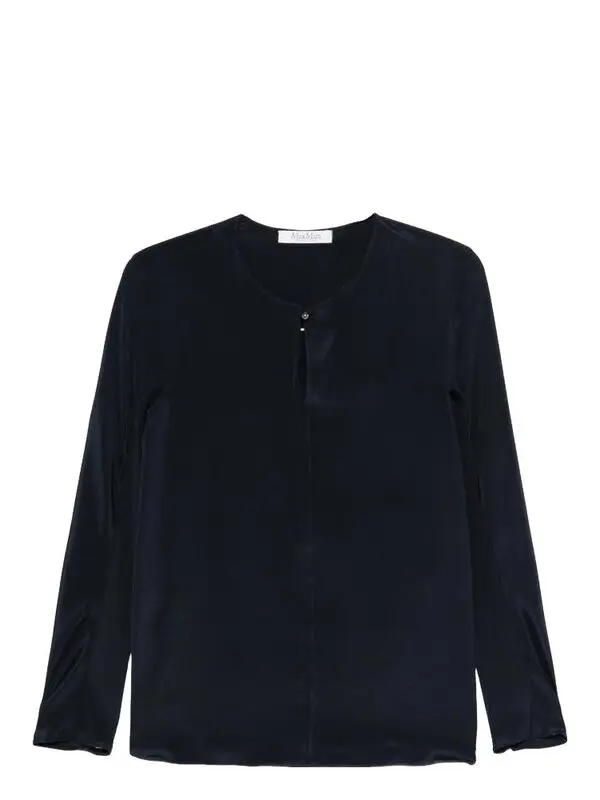 Max Mara Silk Blouse With Slit Cuffs - Blue