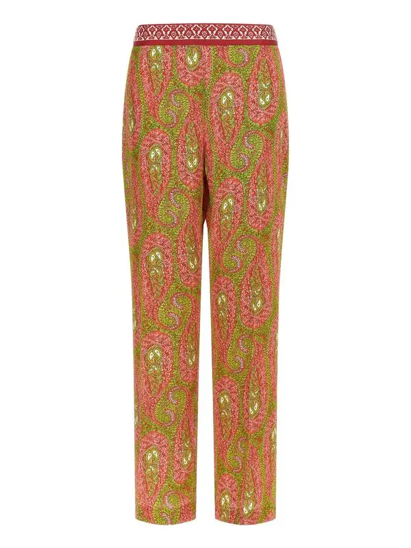 Etro Paisley Foliage Cropped Bootcut Pants - Multicolor