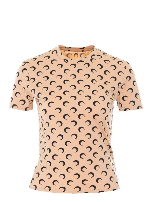 MARINE SERRE Recycled Moon Jersey Second Skin T-shirt - Cream
