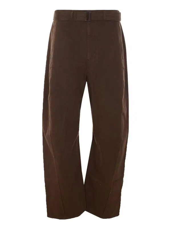 LEMAIRE Twisted Belted Cotton Pants - Brown