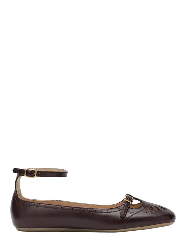 Chloé Leather Ballerinas With Gold Buckles - Purple