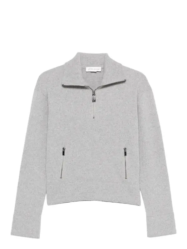Victoria Beckham Half-zip Milano Wool Blend Jumper - Gray