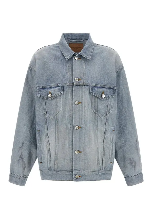 Balenciaga Masking Tape Denim Jacket - Blue