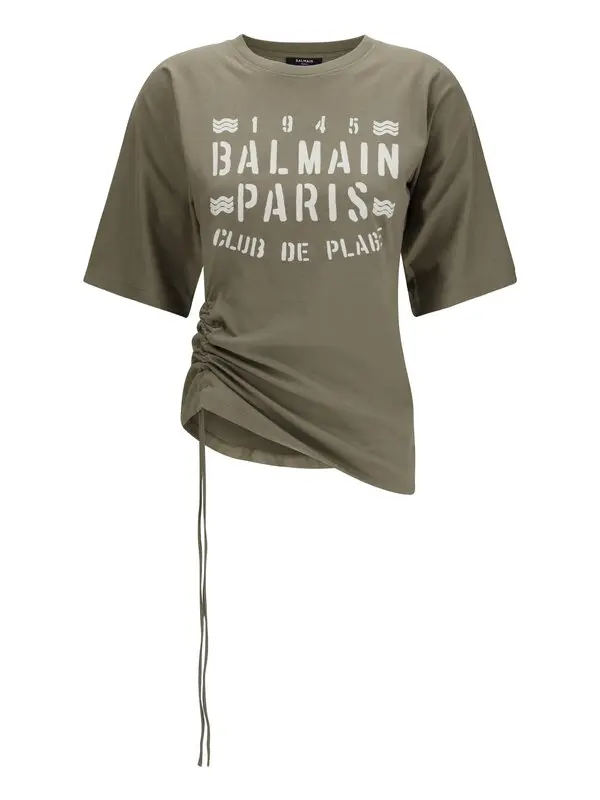 Balmain Club T-shirt With Adjustable Drawstring - Green