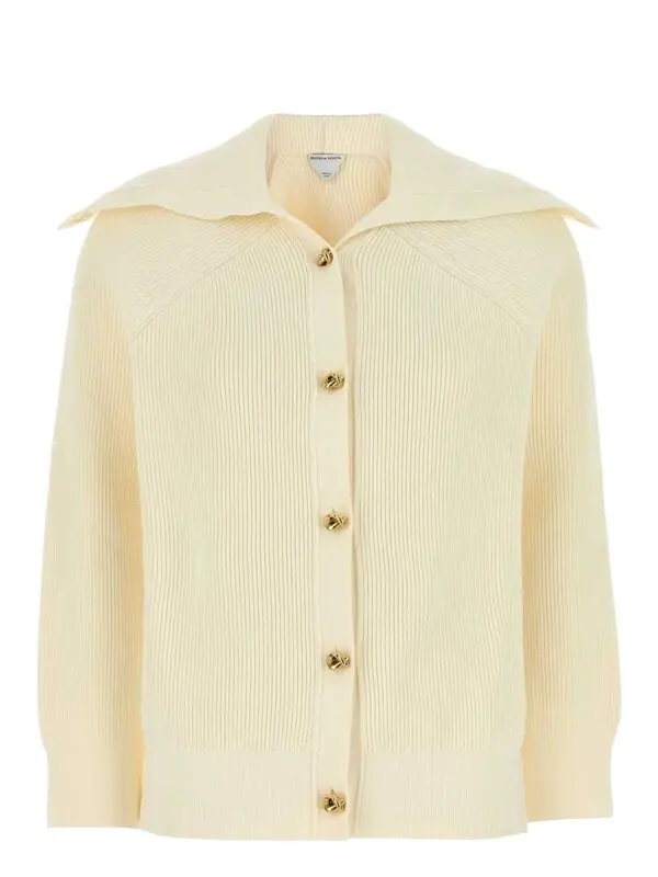 Bottega Veneta Ribbed Wool Cardigan With Knot Buttons - Multicolor