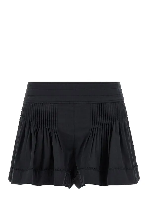 Isabel Marant Étoile Cybila Pleated Cotton Shorts - Black