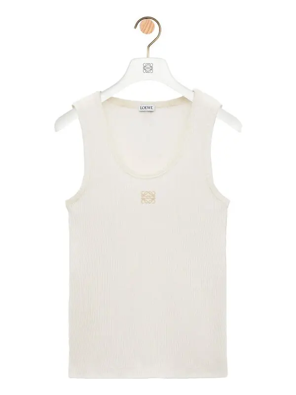Loewe Anagram Ribbed Silk Tank - White