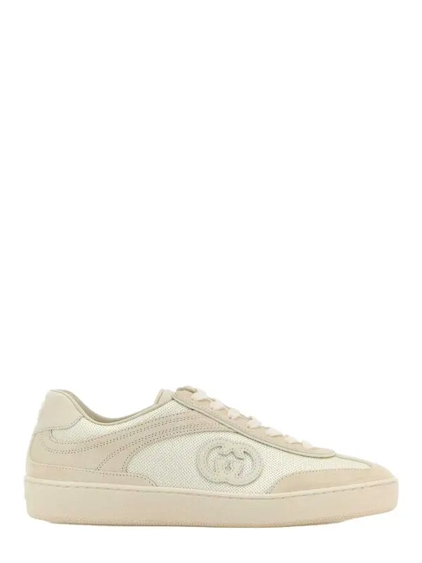 Gucci Ivory Fabric And Suede Sneakers - White