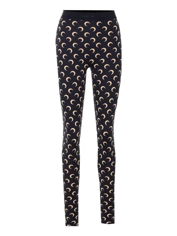 MARINE SERRE Recycled Moon Jersey Stirrup Leggings - Black