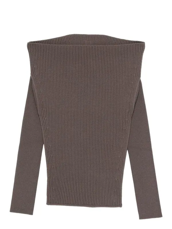 Rick Owens Ribbed Knit Off-shoulder Sweater - Multicolor
