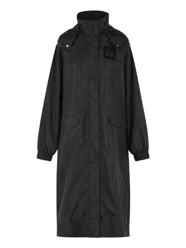 GANNI Nylon Raincoat - Black