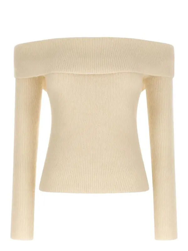 Rick Owens Ribbed Off-shoulder Long Sleeve Sweater - Multicolor