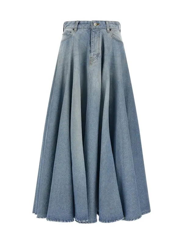 Balenciaga Godet Midi Skirt - Blue