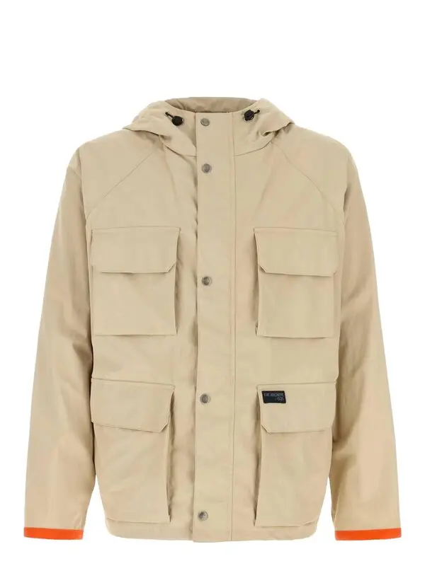FAY Beige Nylon Windbreaker With Hood - Brown