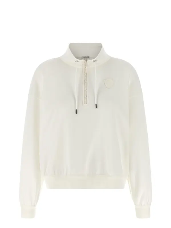 Brunello Cucinelli Cotton Piqué Sweatshirt With Heraldic Emblem - White