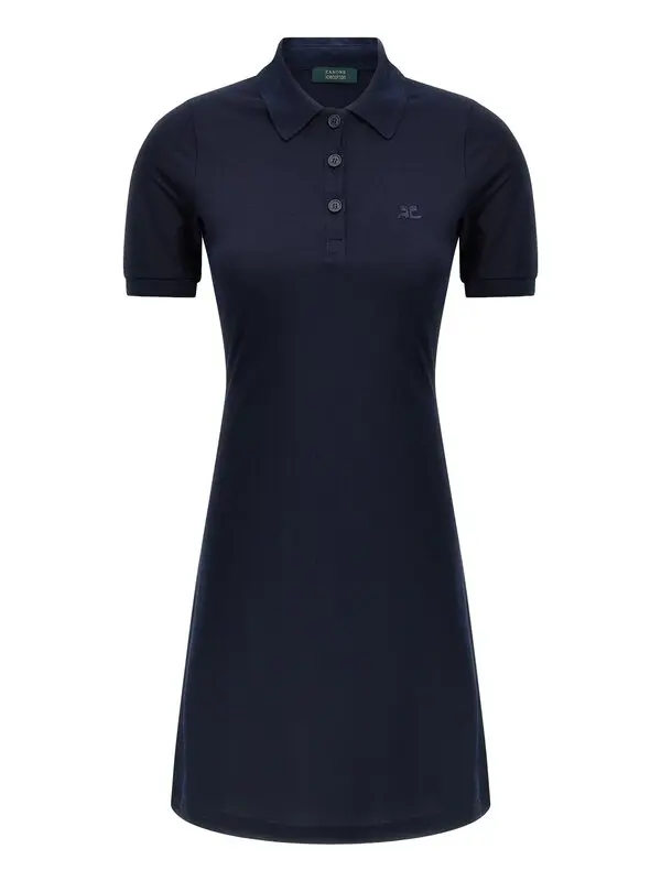COURREGES Courrèges Piqué Cotton Polo Mini Dress - Blue