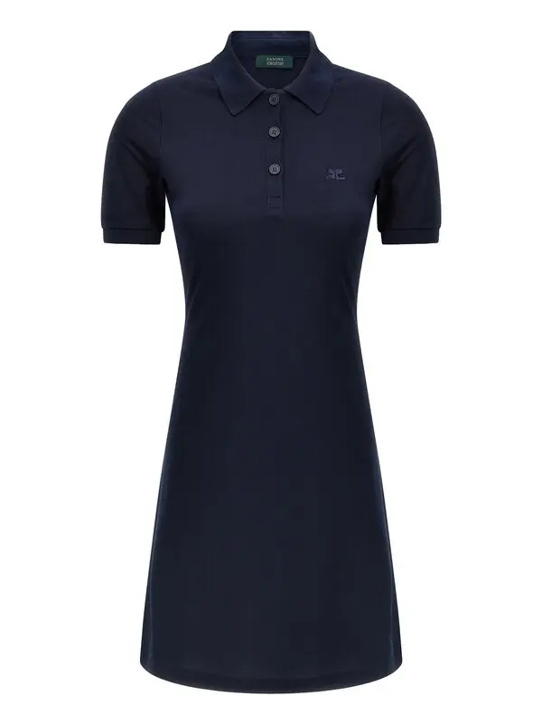 COURREGES Courrèges Piqué Cotton Polo Mini Dress - Blue