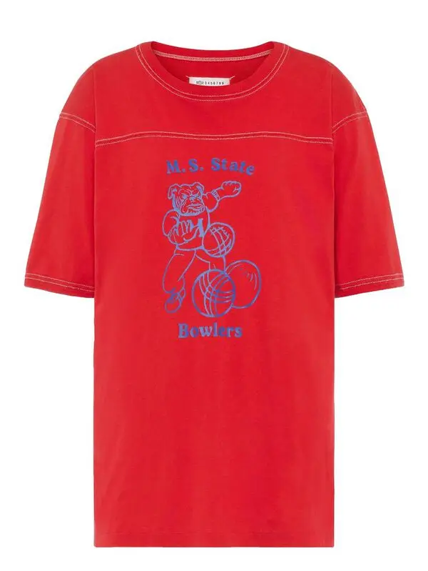 MAISON MARGIELA Cotton Graphic Print T-shirt - Red