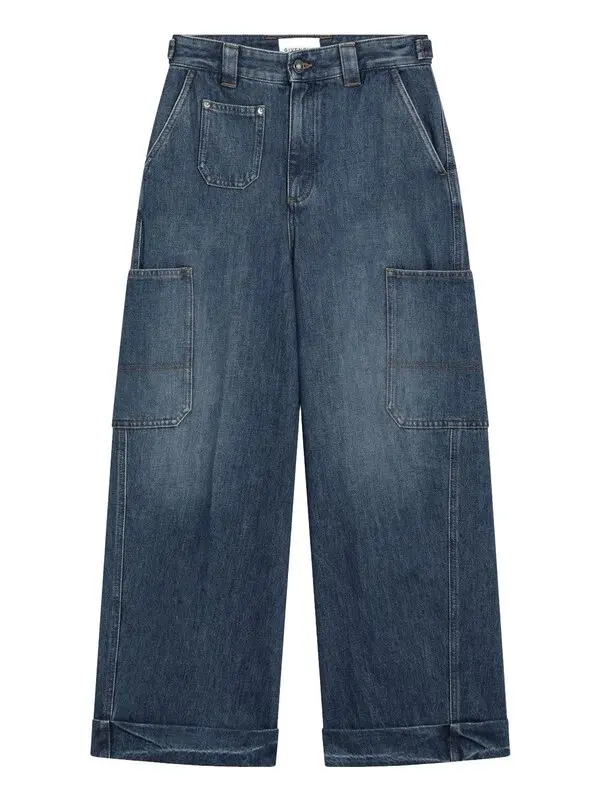 Givenchy Cropped Cocoon Cargo Jeans In Medium Wash - Blue