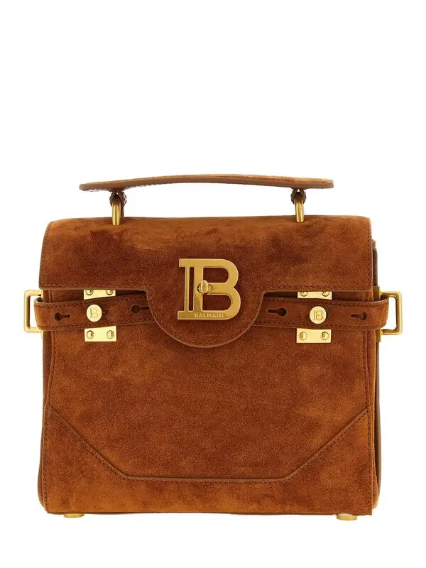 Balmain B-buzz 23 Suede Handbag - Brown