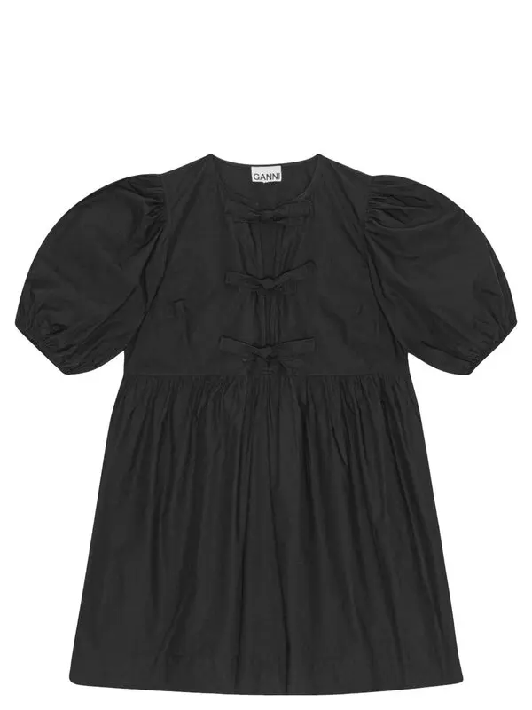 GANNI Organic Cotton Puff Sleeve Mini Dress - Multicolor