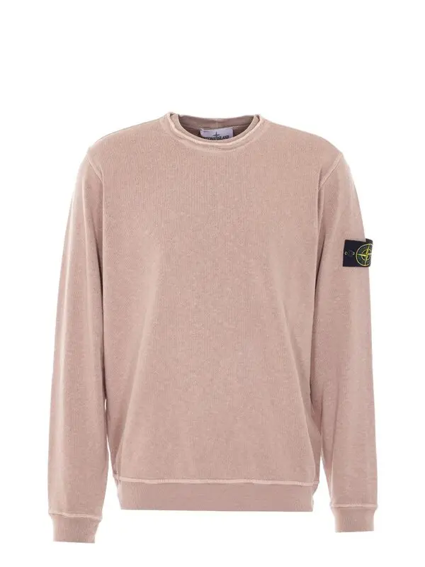 Stone Island Logo Patch Crewneck Sweatshirt - Cream