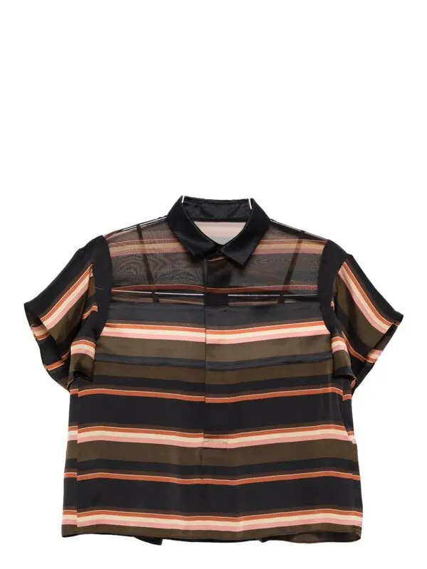 Sacai Striped Sheer Panel Polo Shirt - Multicolor