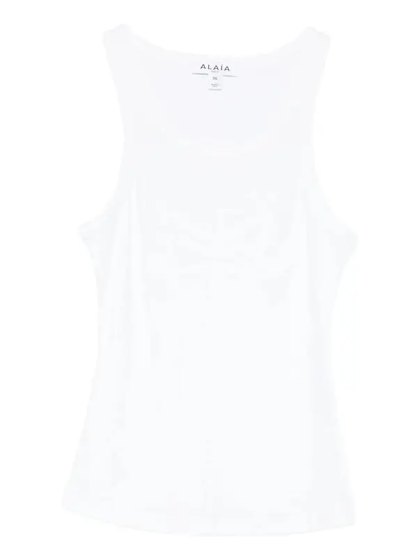 Alaïa Sleeveless Ribbed Knit Tank Top - White
